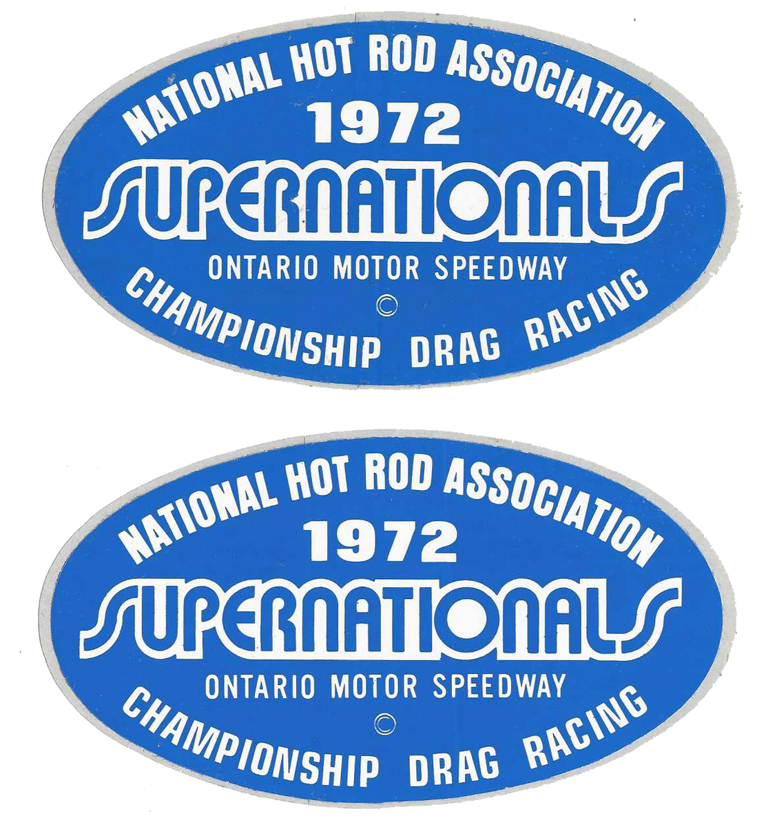 NHRA 1972 SUPERNATIONALS Contestant Window Decals (2) Ontario Motor Sp ...