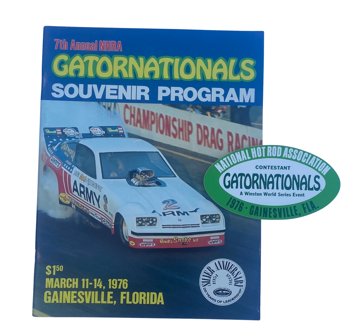 NHRA 1976 GATORNATIONALS Gainesville Official Program/Decal Bundle Sna ...