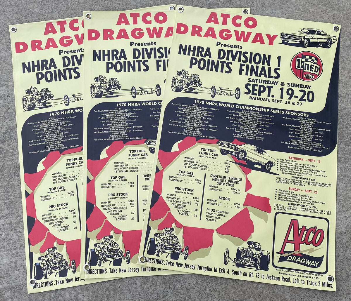 ATCO DRAGWAY Division One Point Finals 1970 Banner – Merchants of Speed