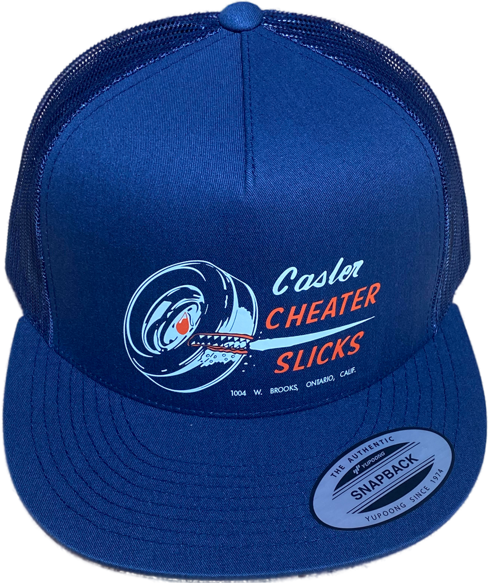 CALSER CHEATER SLICKS Navy Flat Brim Trucker Hat – Merchants of Speed