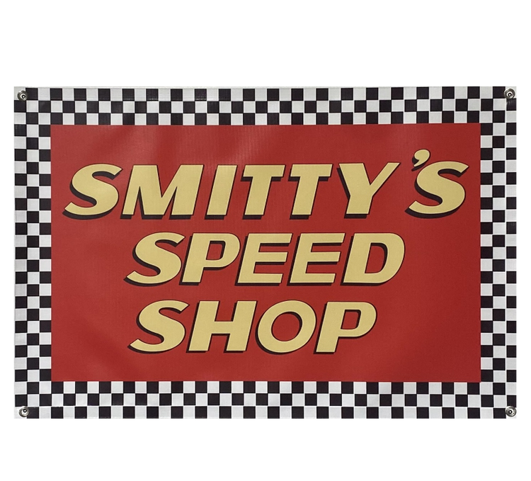 SMITTY'S SPEED SHOP Garage Banner Hollywood Knights – Merchants of Speed
