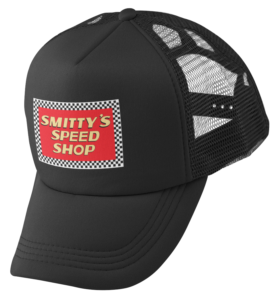 SMITTY'S SPEED SHOP Hollywood Knights Black Trucker Hat – Merchants of ...