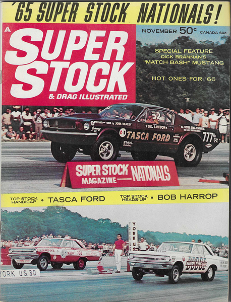 SUPER STOCK Magazine November 1965 Nationals Tasca Mustang Hemi Honker ...