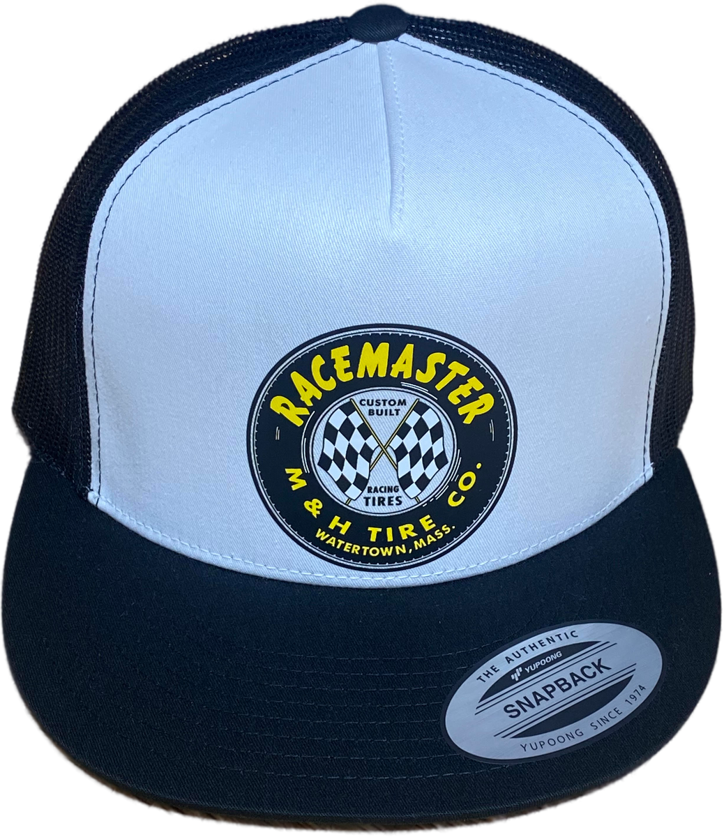 M&H Racemaster Tire Co. White/Black Flat Brim Trucker Hat – Merchants ...