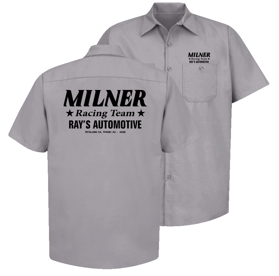 MILNER RACING TEAM Gray Button Down Shop Shirt – Merchants of Speed